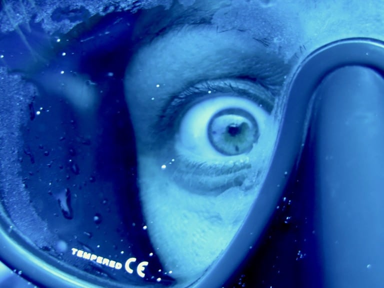 Scared or stress and fear when scuba diving